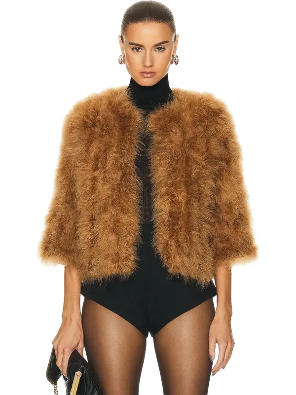 YVES SALOMON Feather Cropped Jacket - Madeline
