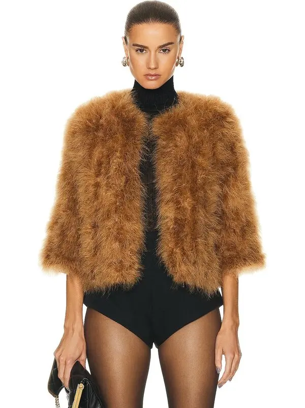 YVES SALOMON Feather Cropped Jacket - Madeline