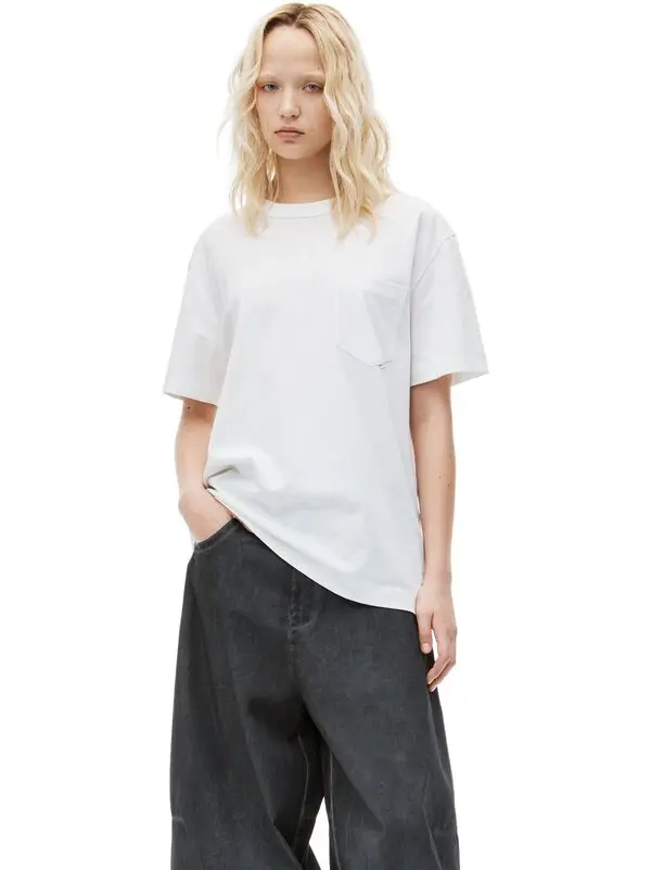 Alexander Wang Pocket Tee In High Twist Jersey - White