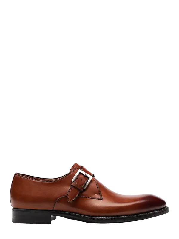 Magnanni Wooten Leather Monk Strap Loafers - Cognac