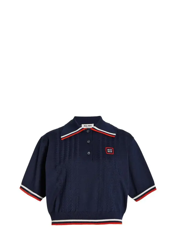 Miu Miu Cable-knit Polo Sweater - Blue