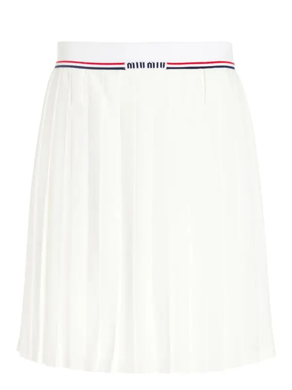 Miu Miu Pleated Sable Midi Skirt - White