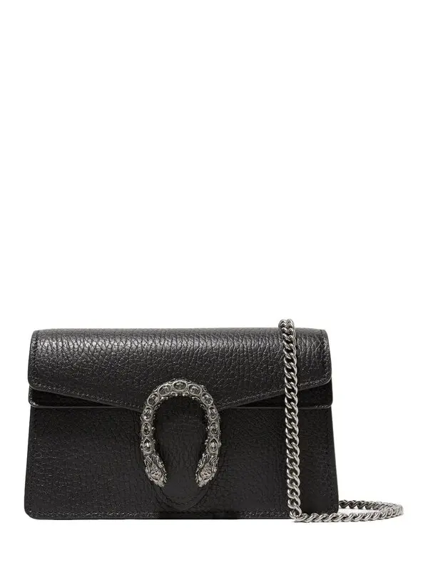 Gucci Net Sustain Dionysus Super Mini Textured-leather Shoulder Bag - Black