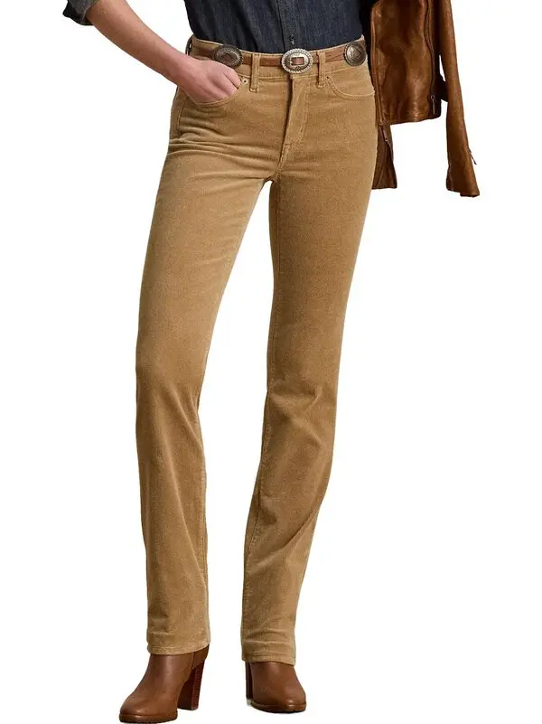 Ralph Lauren Stretch Corduroy Mid-rise Straight Pant - Classic Camel