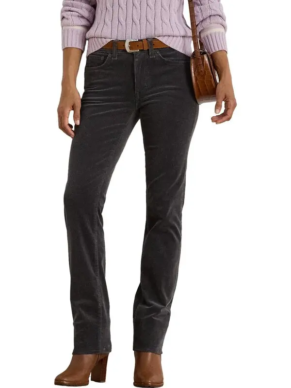 Ralph Lauren Stretch Corduroy Mid-rise Straight Pant - Onyx Grey