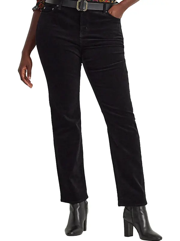 Ralph Lauren Stretch Corduroy Mid-rise Straight Pant - Polo Black