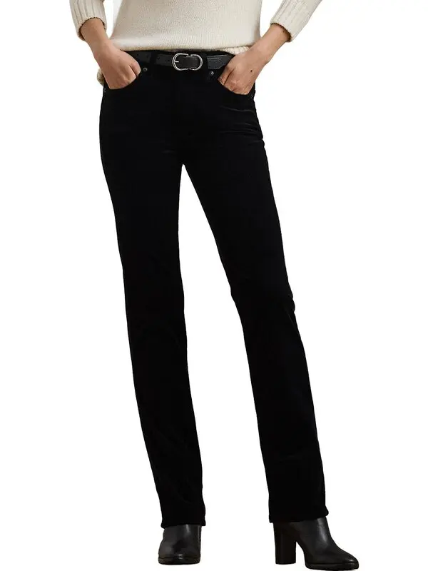 Ralph Lauren Stretch Corduroy Mid-rise Straight Pant - Polo Black