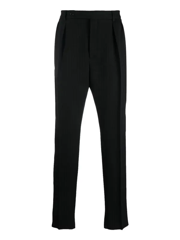 Saint Laurent Pinstripe Straight-leg Trousers - Black