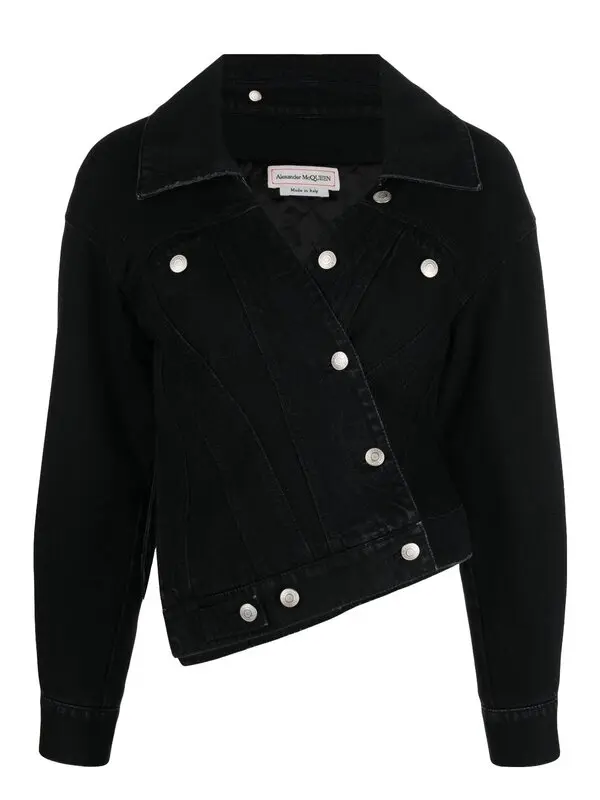 Alexander McQueen Asymmetrical Denim Jacket - Black