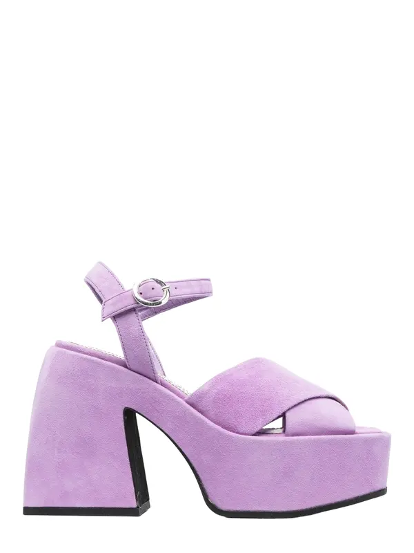 NODALETO Crossover-strap 120mm Platform Sandals - Purple