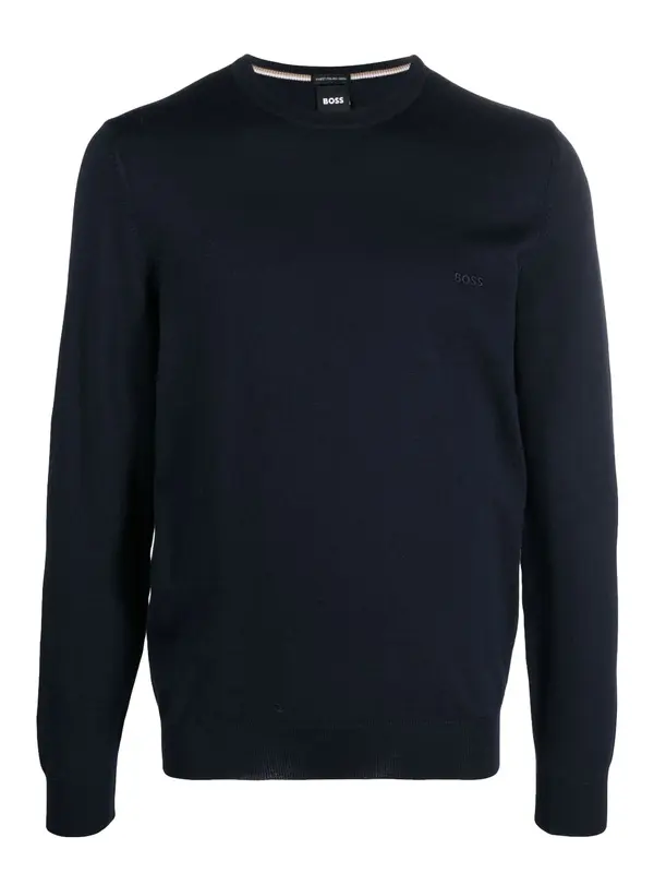 BOSS Crewneck Virgin Wool Jumper - Blue