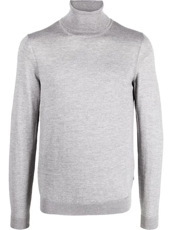 BOSS Roll-neck Wool Jumper - Grey