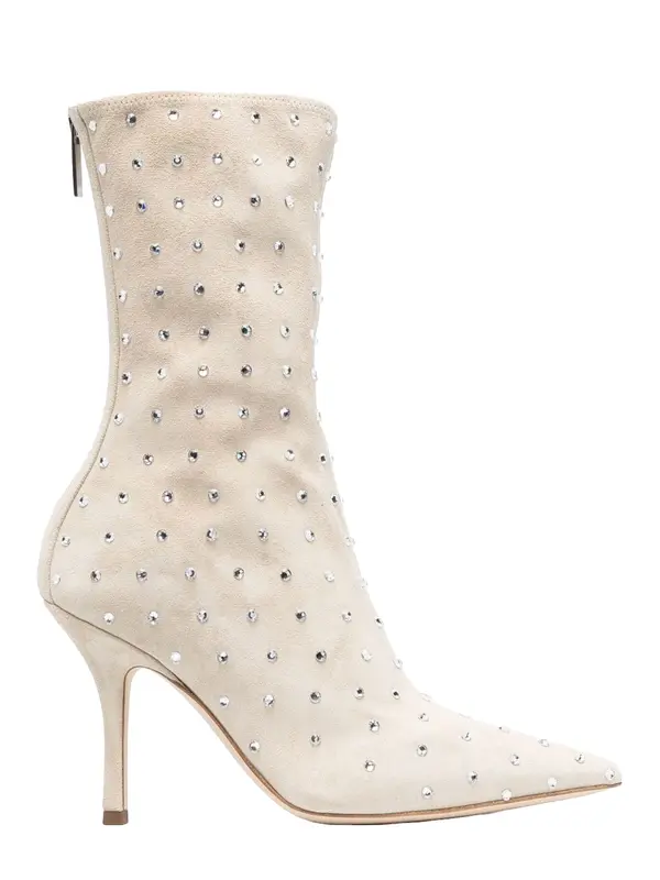 Paris Texas Rhinestone-embellished Suede Boots - Neutrals