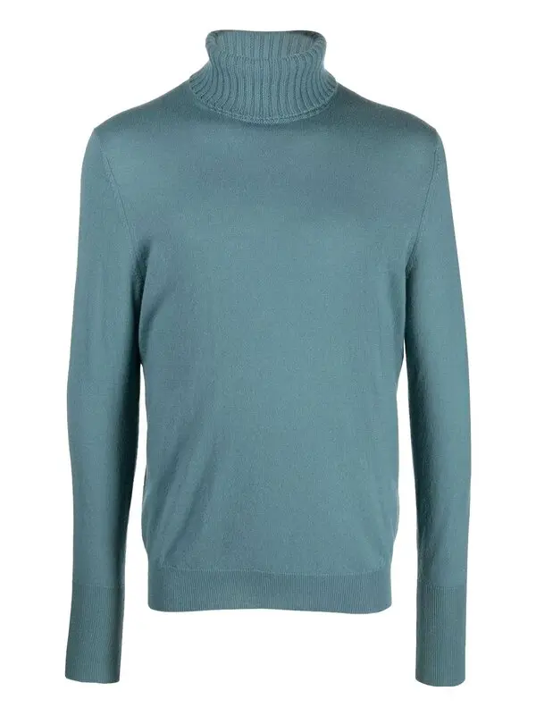 BALLANTYNE Roll Neck Cashmere Jumper - Blue