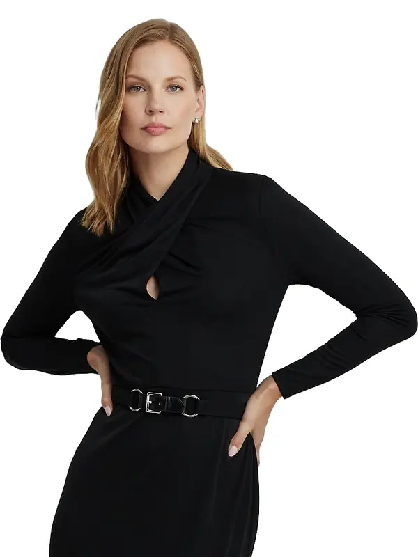 Ralph Lauren Belted Jersey Dress - Black