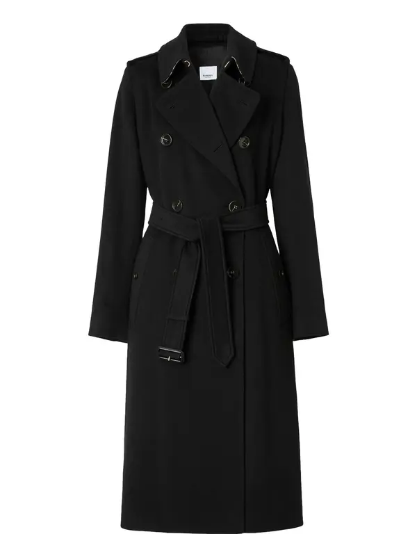 Burberry Cashmere Kensington Trench Coat - Black