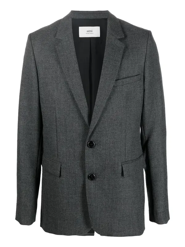Ami Single-breasted Virgin Wool Blazer - Grey