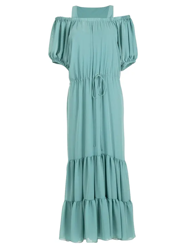 GLORIA COELHO Chiffon Maxi Dress - Blue