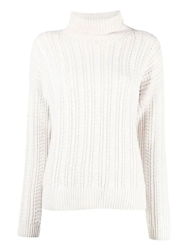 Eleventy Ribbed-knit Roll-neck Jumper - White