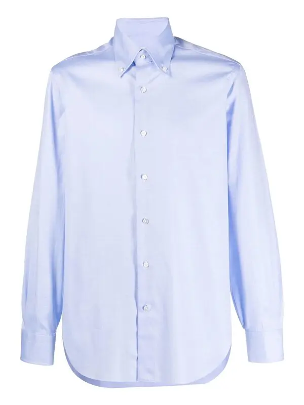 BARBA NAPOLI Point-collar Cotton Shirt - Blue
