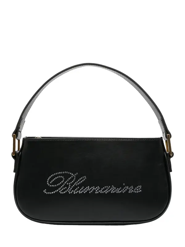 Blumarine Rhinestone-logo Leather Bag - Black