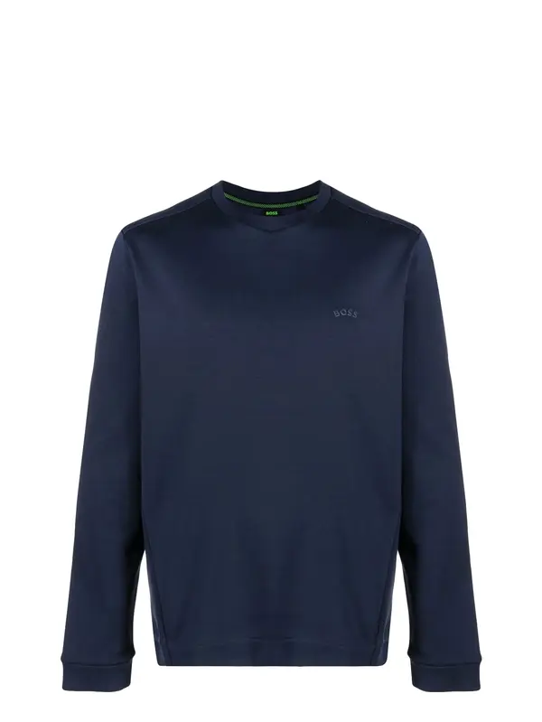 BOSS Salbo Curved Logo-print Sweatshirt - 410 - Navy