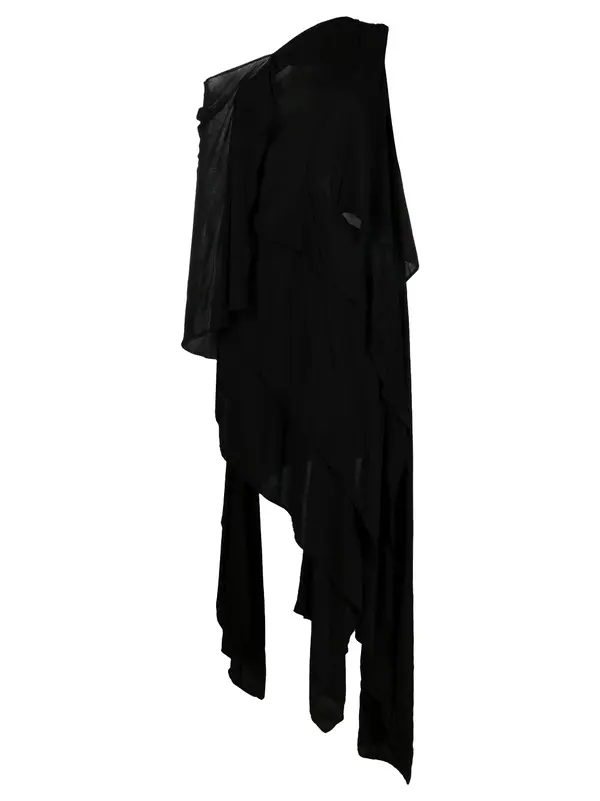 Yohji Yamamoto Asymmetric Cotton-blend Dress - Black