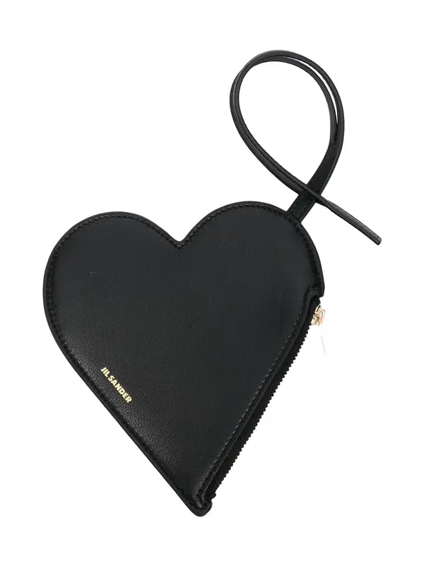 JIL SANDER Heart-shaped Calf Leather Wristlet - Black