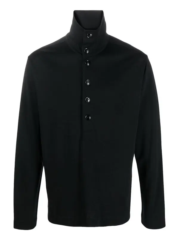 LEMAIRE Buttoned-up High-neck Sweater - Black