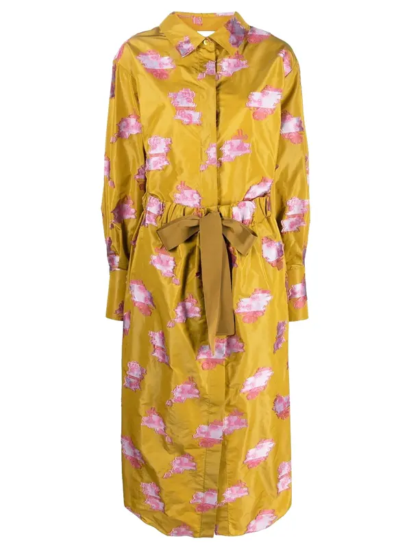 Patou Embroidered Shirt Dress - Yellow
