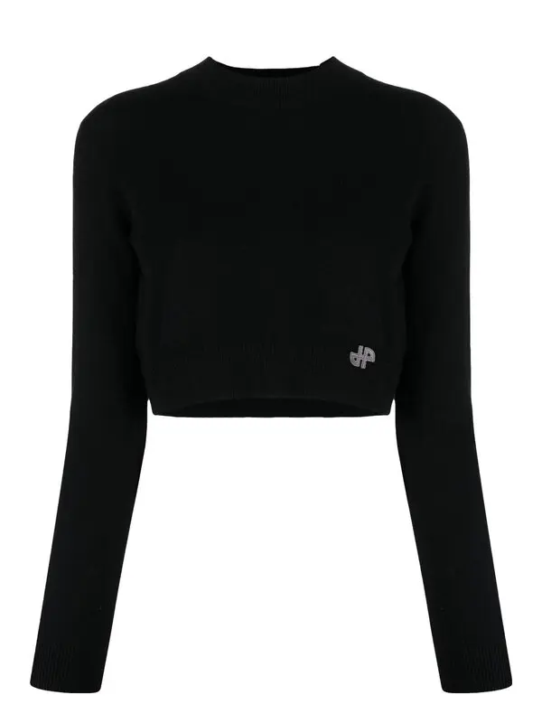 PATOU Logo Patch Cropped Jumper - Black