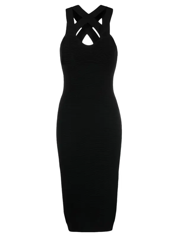 Patou Criss-cross Straps Midi Dress - Black