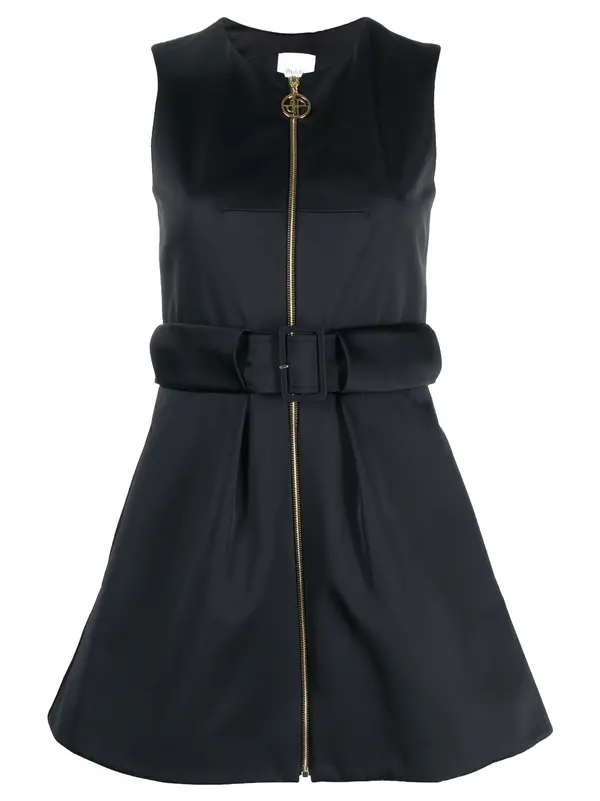 Patou Sleeveless Zip-up Mini Dress - Black