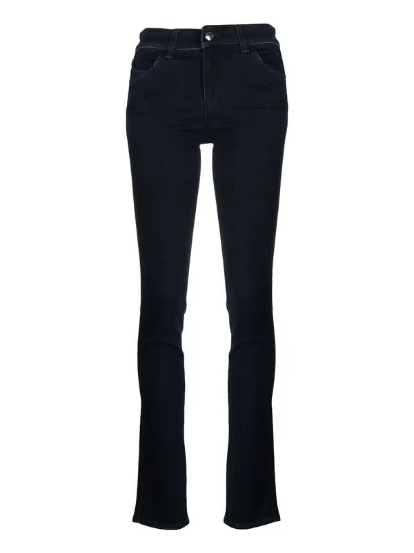 Emporio Armani High-waisted Slim-cut Trousers - Blue