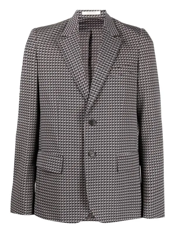 Valentino Garavani Geometric-pattern Print Blazer - Grey