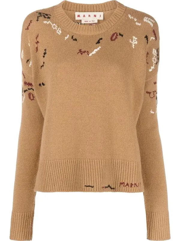 Marni Embroidered Jumper - Brown