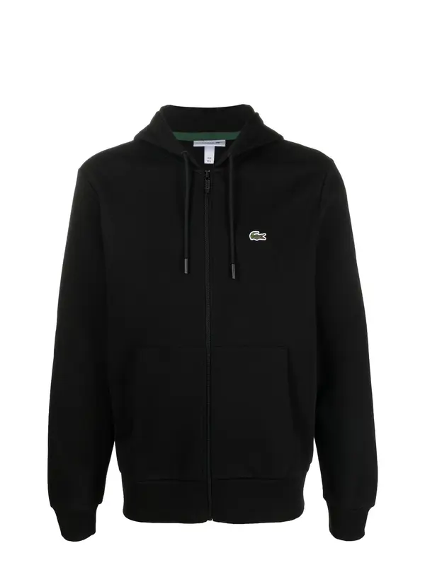 Lacoste Appliqué-logo Zip-up Hoodie - Black
