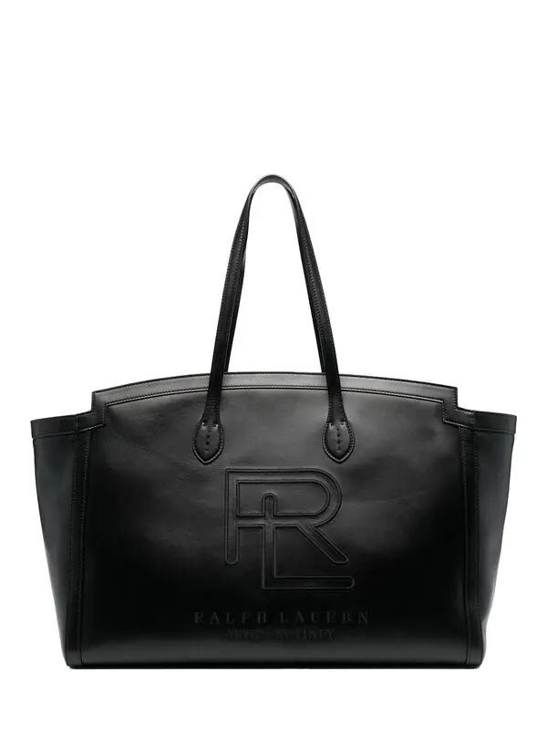 Ralph Lauren Logo-lettering Calf Leather Tote Bag - Black