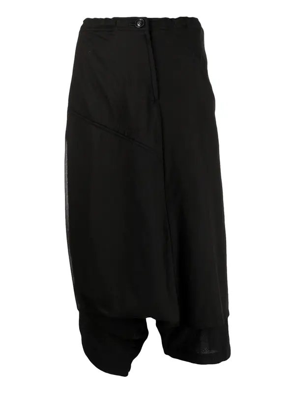 Y’s Asymmetric Cropped Trousers - Black