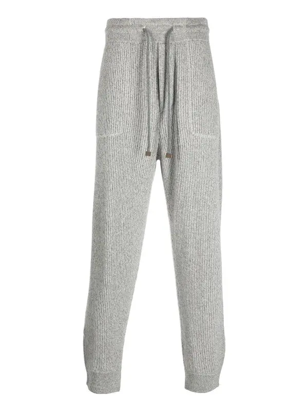 Brunello Cucinelli Cashmere Ribbed Joggers - Grey