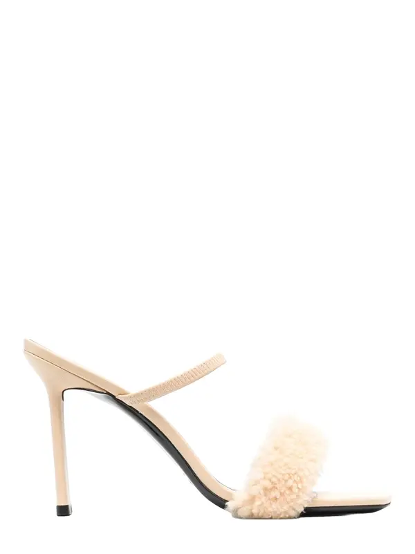 By Far Ada 100mm Shearling Sandals - Neutrals
