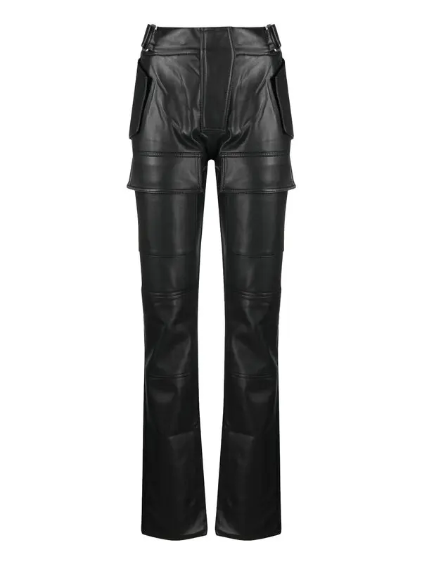 MISBHV Straight Leg Faux-leather Trousers - Black