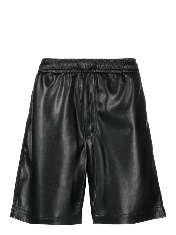 Nanushka Doxxi Vegan Leather Bermuda Shorts - Black