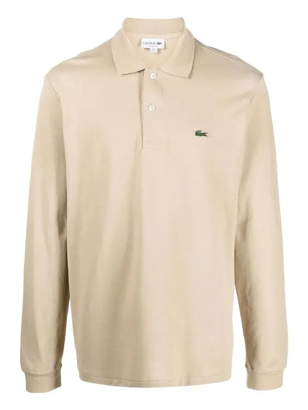 Lacoste Appliqué-logo Long-sleeve Polo Shirt - Neutrals