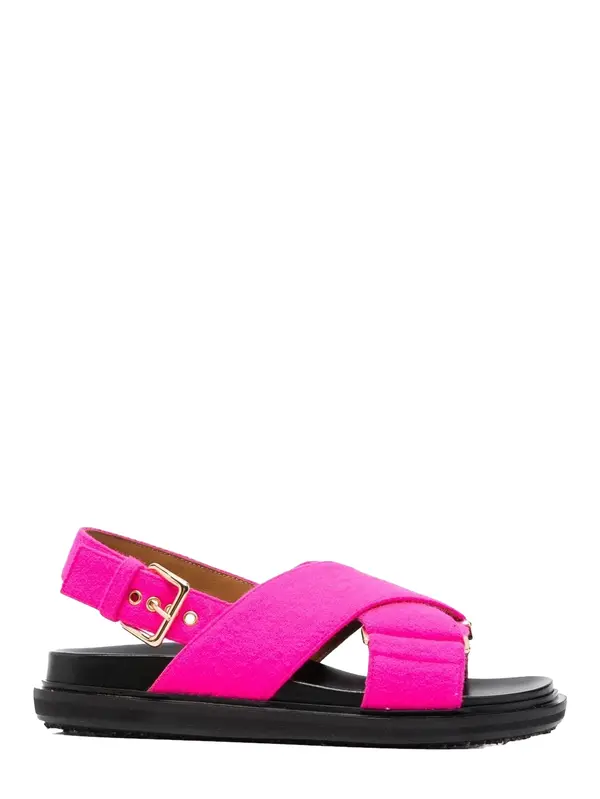 Marni Crossover-strap Leather Sandals - Pink