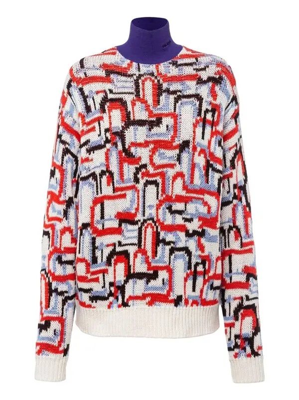 Prada Abstract-pattern Knitted Jumper - White