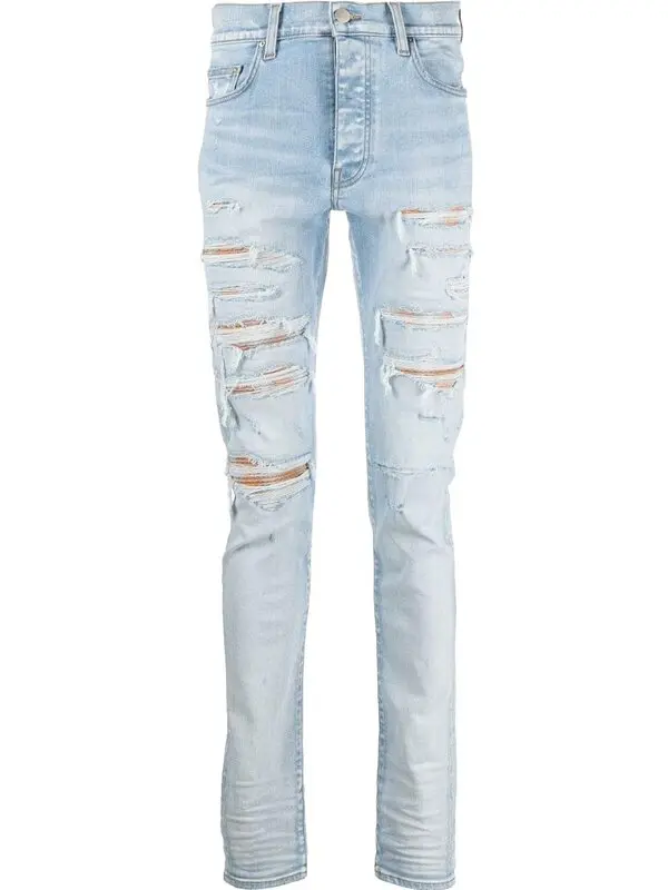 Amiri Thrasher Distressed Skinny Jeans - Blue