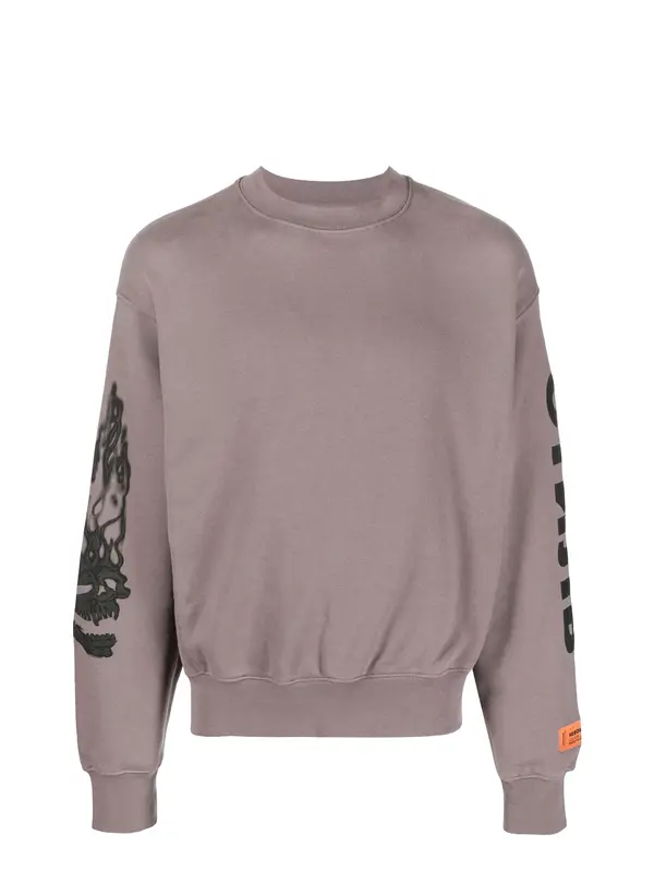 Heron Preston Flaming Skull Sweatshirt - Grey