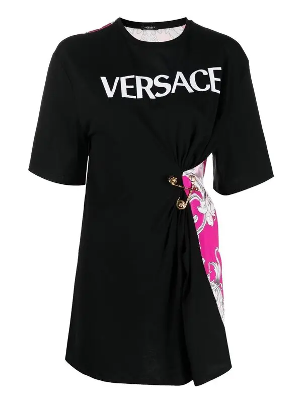 Versace Safety Pin Baroque-print T-shirt - Black