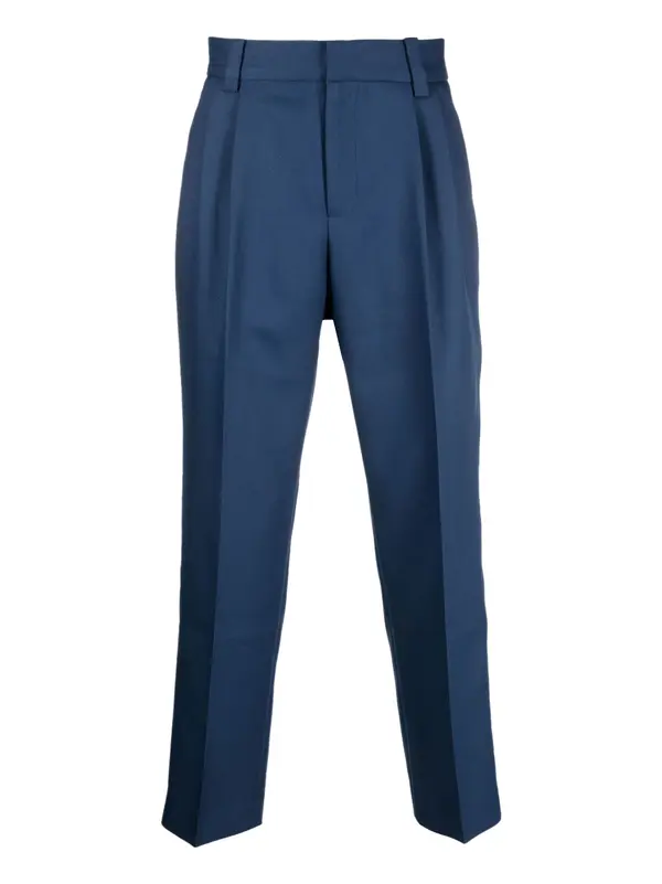 Viktor & Rolf Cropped Trousers With Embroidered Logo - Blue